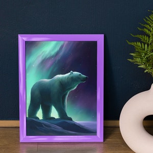 Polar Bear Digital Art Northern Lights Livingroom Picture Winter Night ...