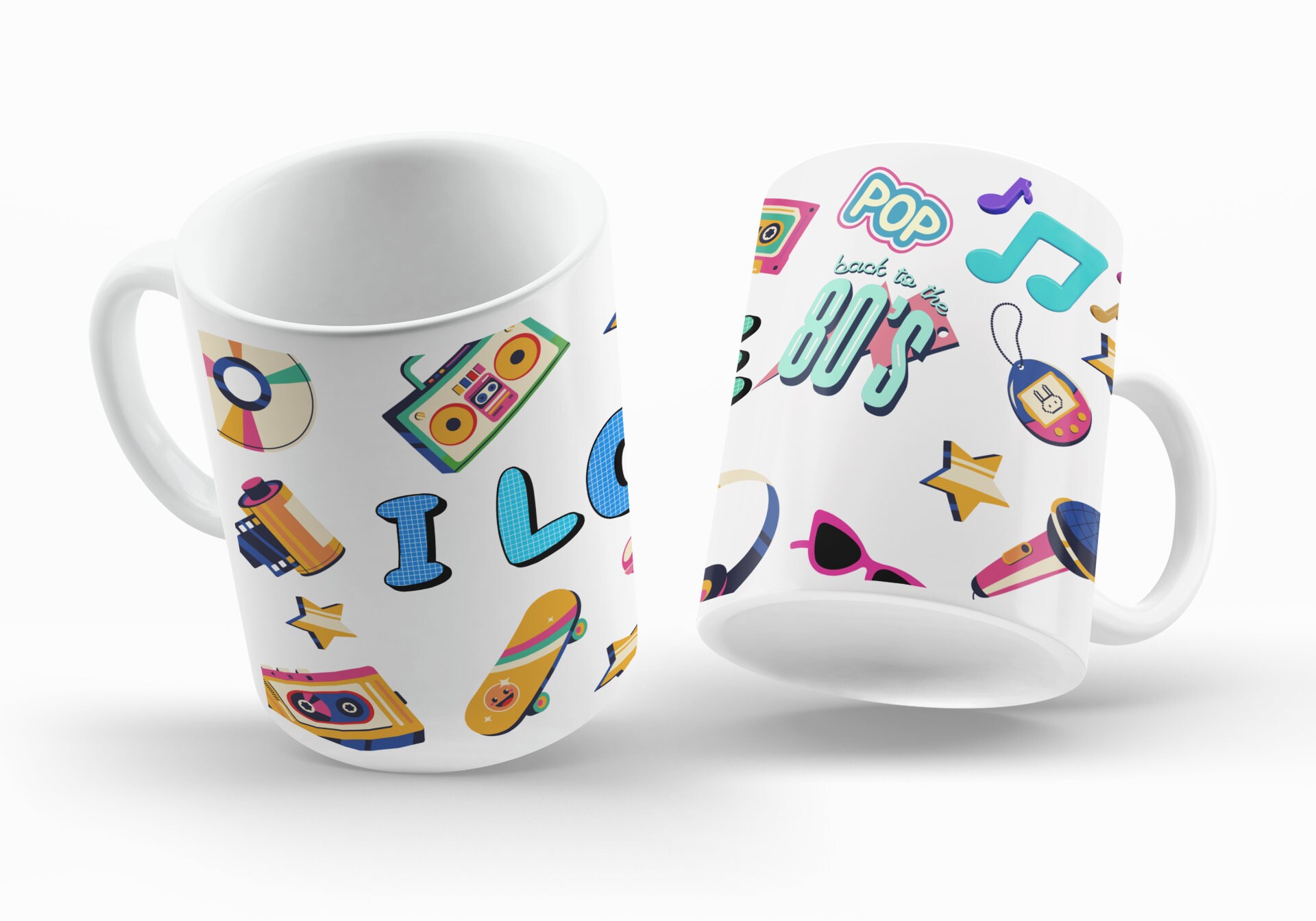 80s & 90s Retro Neon Light Mugs Retro Cafe Coffee Cups Retro - Etsy