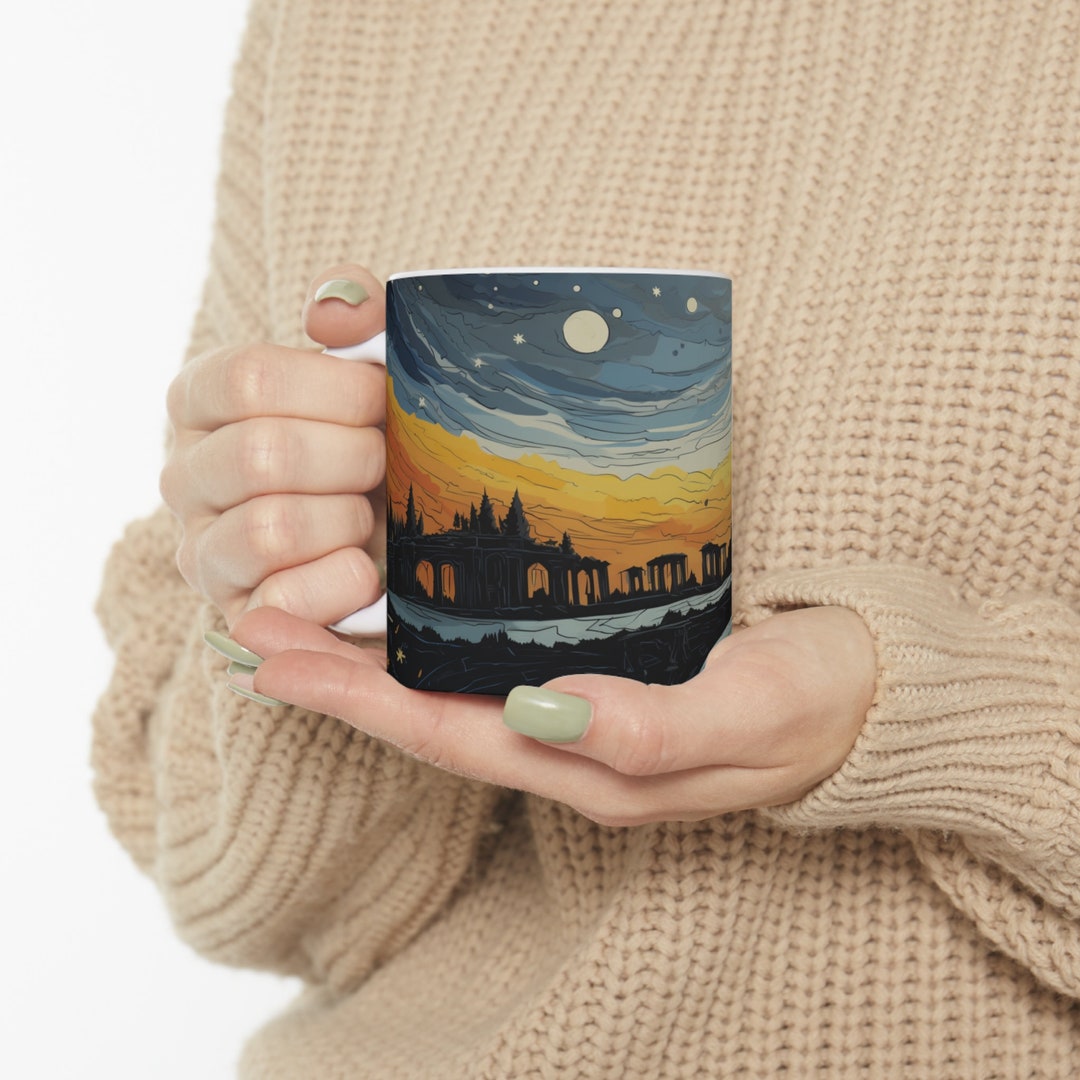 Colosseum & Starry Night Inspired Cup Landmark Cup Coffee - Etsy