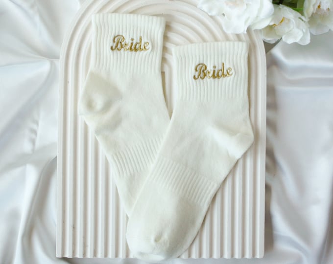 Custom Wedding Socks Silver Embroidered Custom Bride Socks Bridesmaid ...