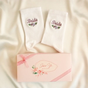 Princess Bride Socks, Custom Embroidered Lilac Flower Wedding Socks ...