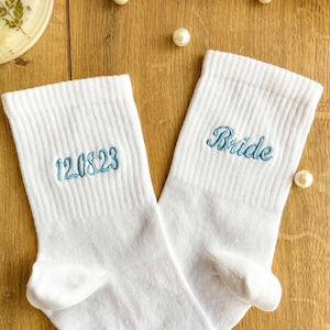 Personalized Wedding Socks, Something Blue Socks, Custom Embroidered ...