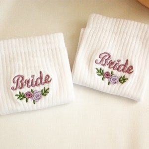 Princess Bride Socks, Custom Embroidered Lilac Flower Wedding Socks ...