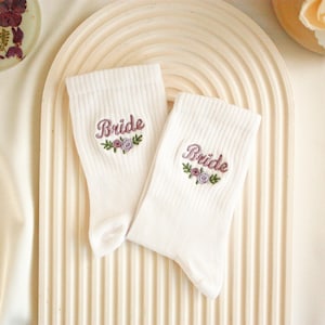 Princess Bride Socks, Custom Embroidered Lilac Flower Wedding Socks ...