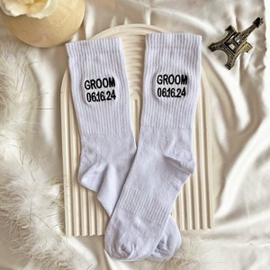 2 PAIRS Custom Bride Groom Socks, Embroidered Wedding Socks, Custom Groomsman Socks, Bride Gift ...