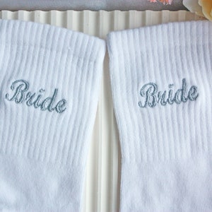 Custom Wedding Socks Silver Embroidered Custom Bride Socks Bridesmaid ...