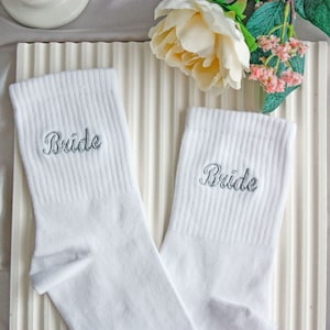 Custom Wedding Socks Silver Embroidered Custom Bride Socks Bridesmaid ...