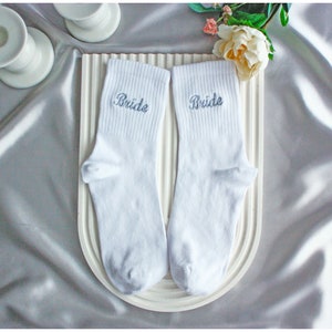 Custom Wedding Socks Silver Embroidered Custom Bride Socks Bridesmaid ...