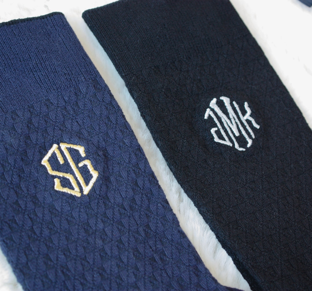 Premium Bamboo Monogram Fathers Day Socks, Embroidered Socks for Men ...