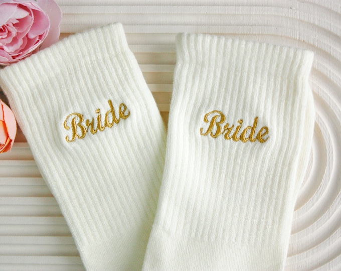Custom Wedding Socks Silver Embroidered Custom Bride Socks Bridesmaid ...