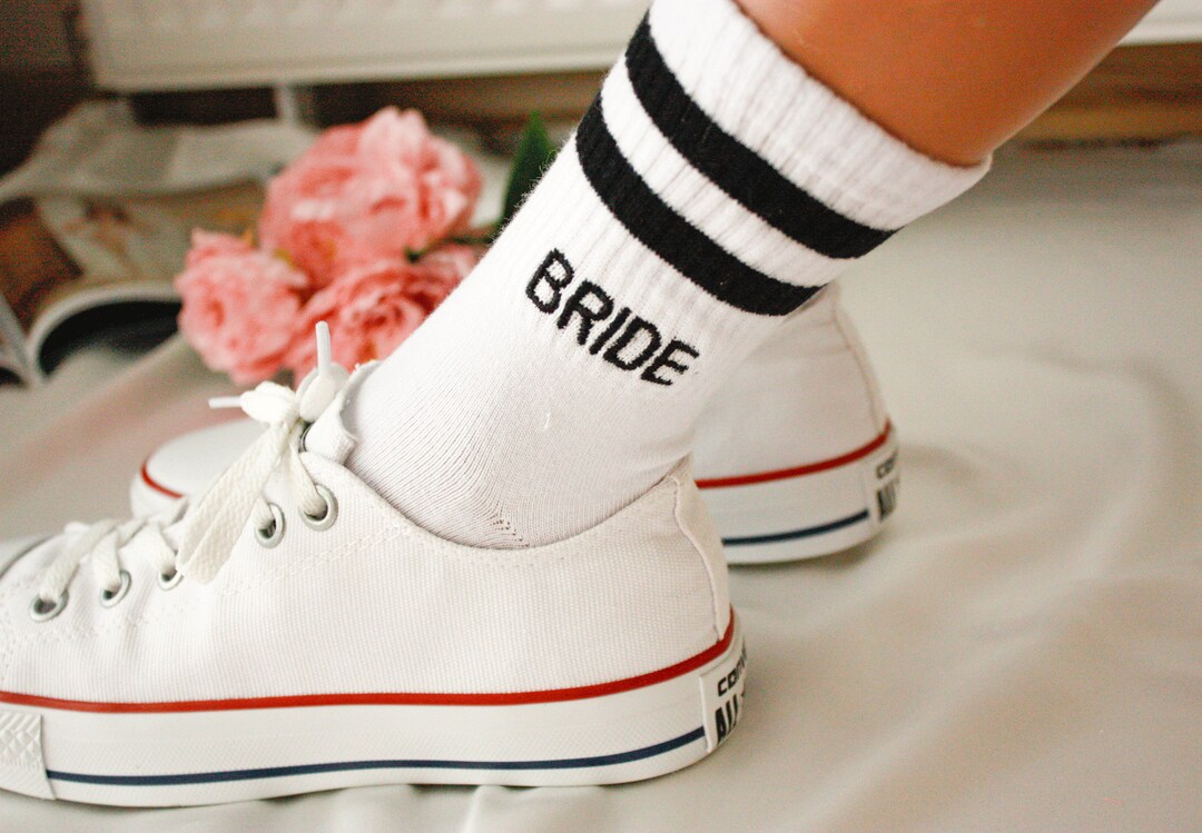 Custom Bride Socks Embroidered Bridesmaid Socks Custom Wedding Socks ...