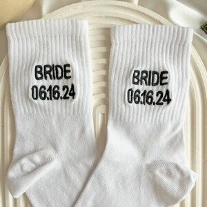 2 PAIRS Custom Bride Groom Socks, Embroidered Wedding Socks, Custom Groomsman Socks, Bride Gift ...