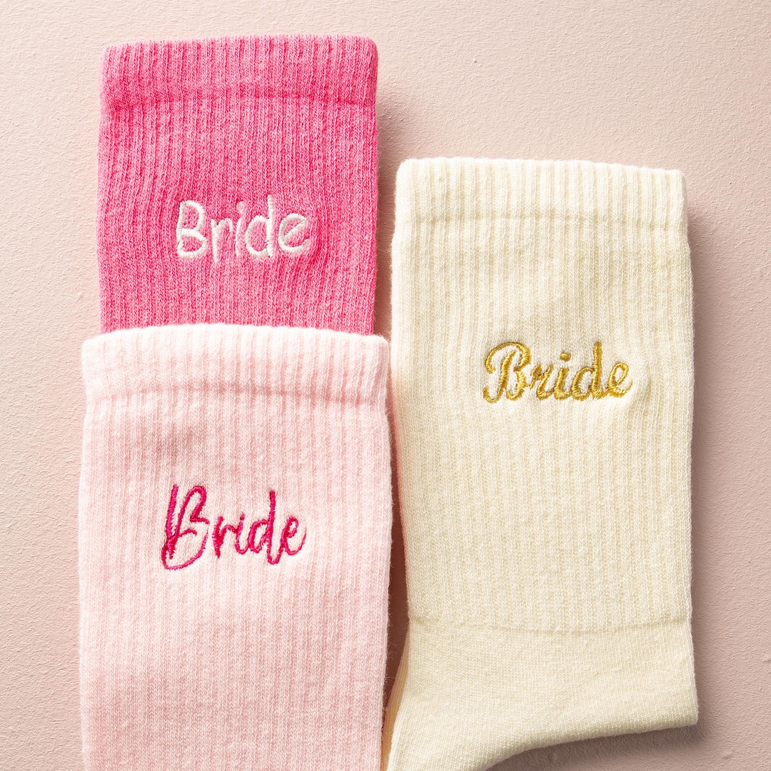 Custom Embroidered Wedding Socks, Bride Crew Socks, Bachelorette Party ...