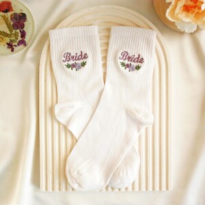 Princess Bride Socks, Custom Embroidered Lilac Flower Wedding Socks ...