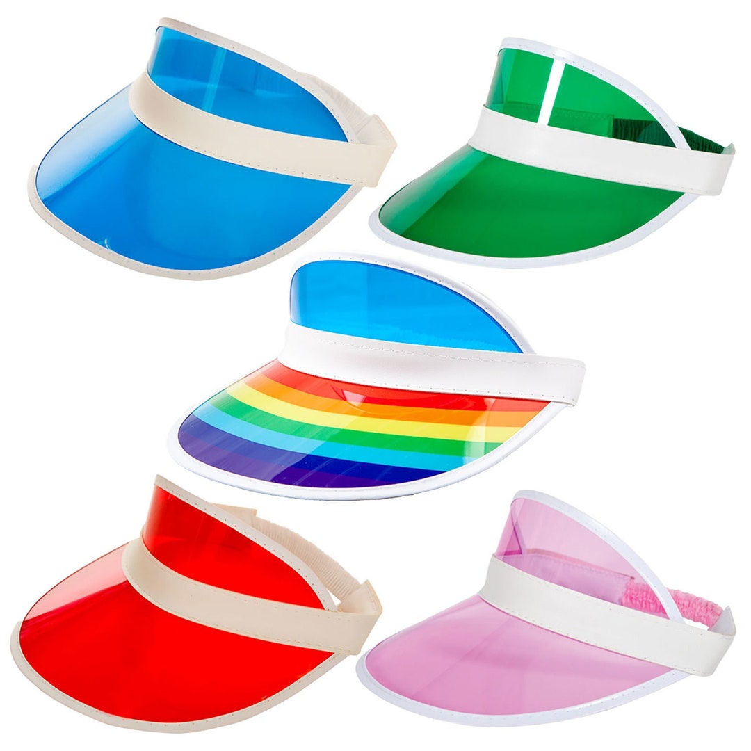 Adults' Colourful Transparent Visors Hat Sports Fancy Dress Festival ...