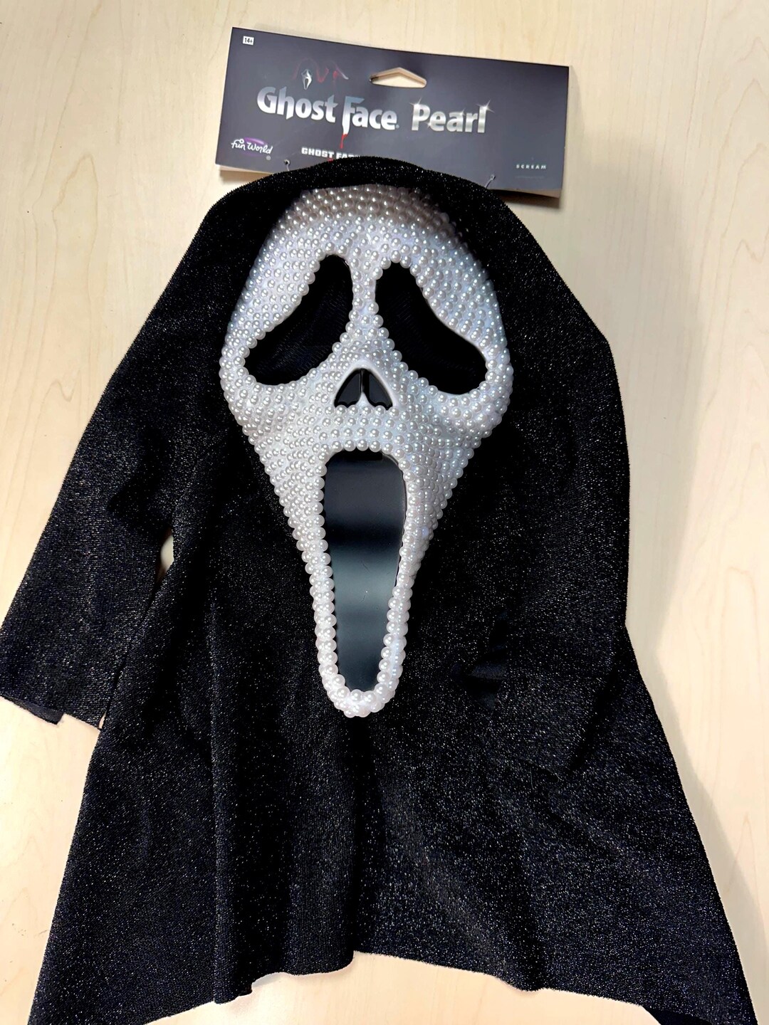 Ghostface Scream Pearl Bling Crystal Mask Halloween Horror Fancy Dress ...