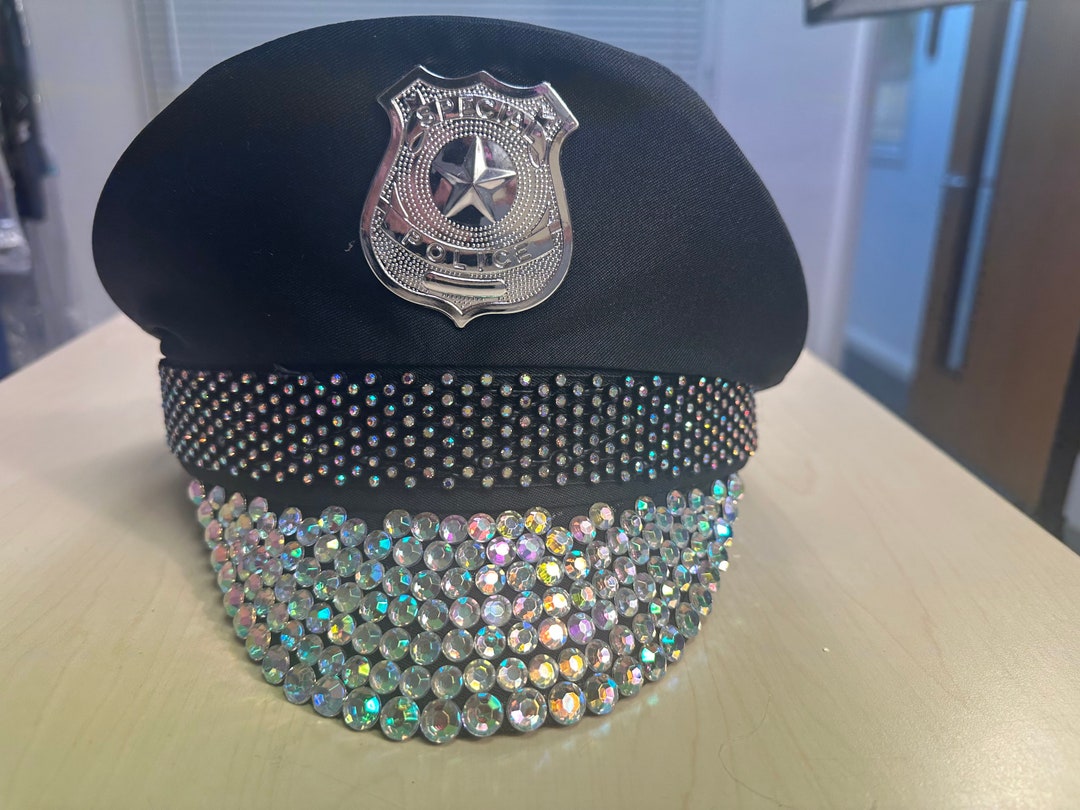 Ladies Cop Hat With Diamantes Police Officer Fancy Dress Party Hat ...