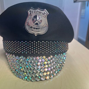 Ladies Cop Hat With Diamantes Police Officer Fancy Dress Party Hat ...