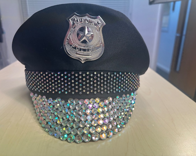 Ladies Cop Hat With Diamantes Police Officer Fancy Dress Party Hat ...
