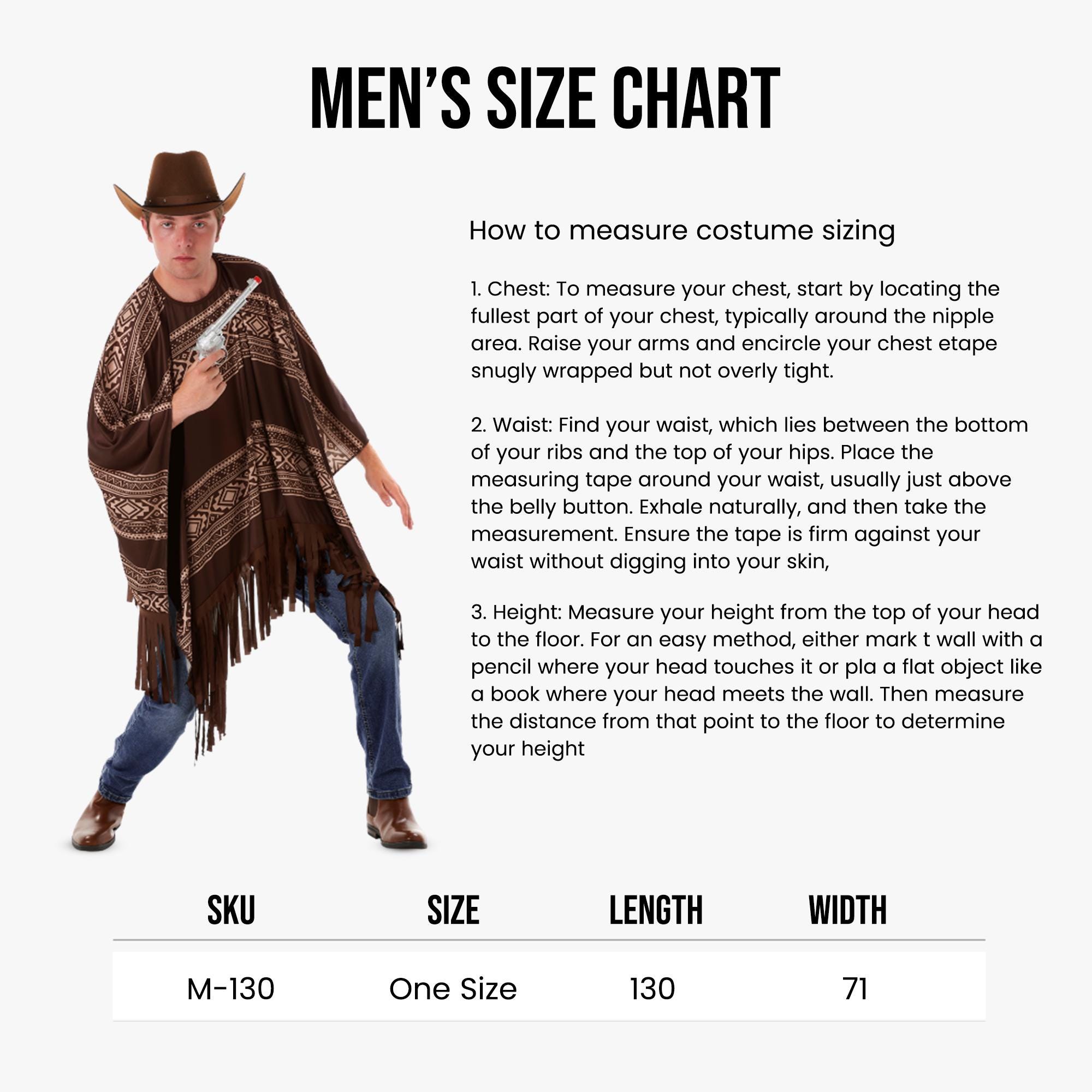 Western Cowboy Poncho Mens Fancy Dress Texan Wild West Adults Costume ...