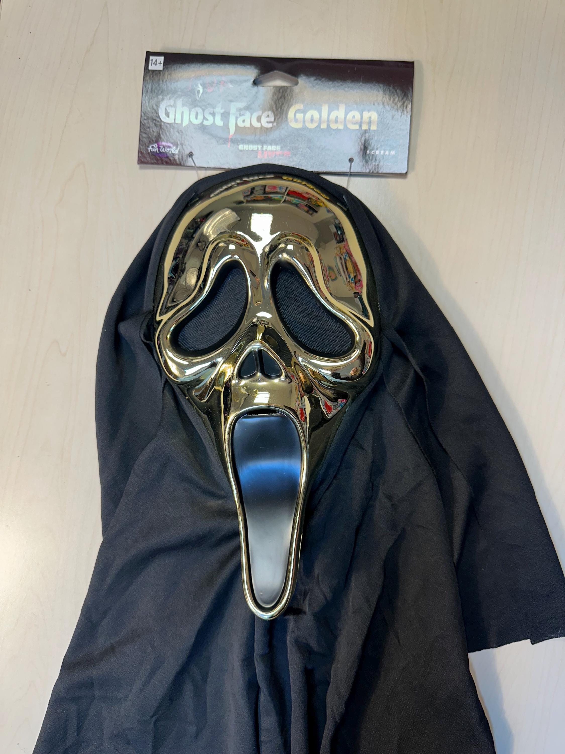 Ghostface Scream Golden Metallic Mask Halloween Fancy Dress Costume ...