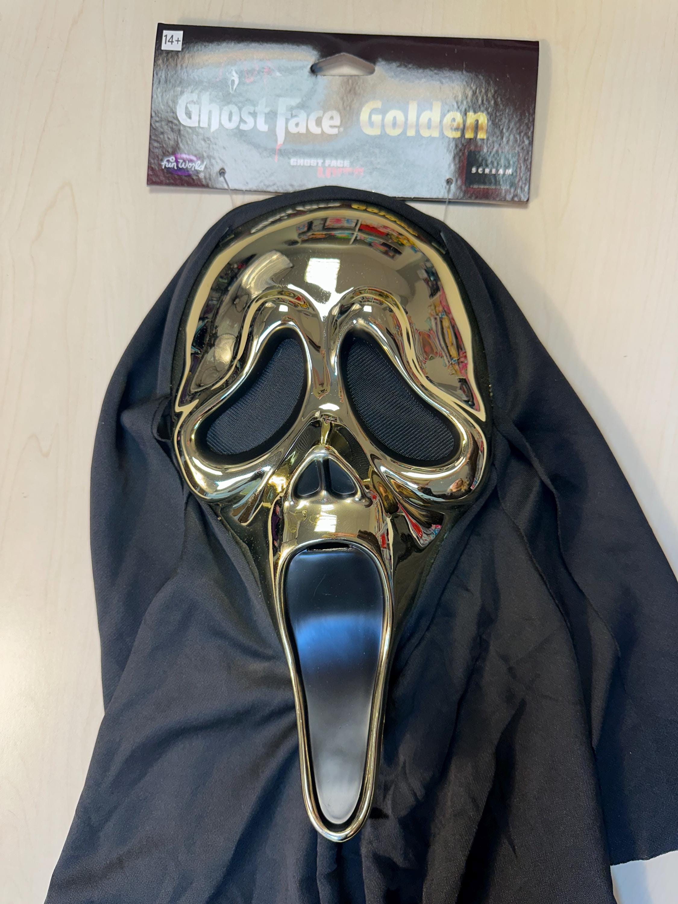 Ghostface Scream Golden Metallic Mask Halloween Fancy Dress Costume ...