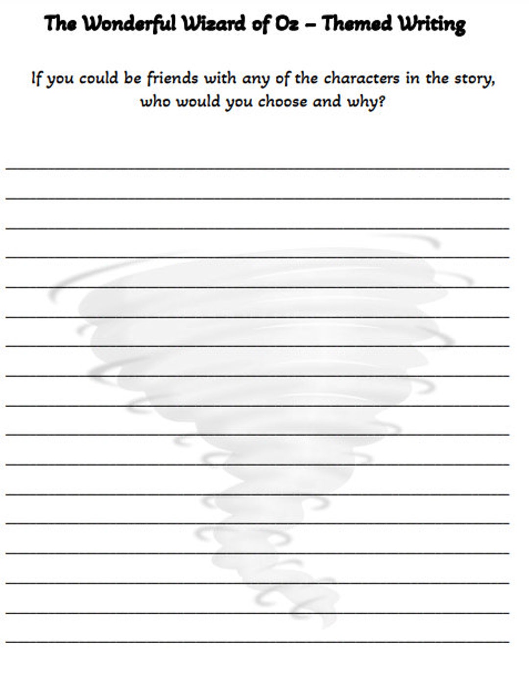 The Wonderful Wizard of Oz Writing Prompts - Etsy