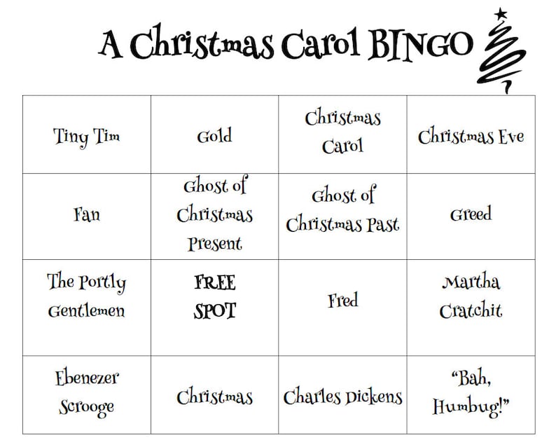 A Christmas Carol BINGO Game - Etsy