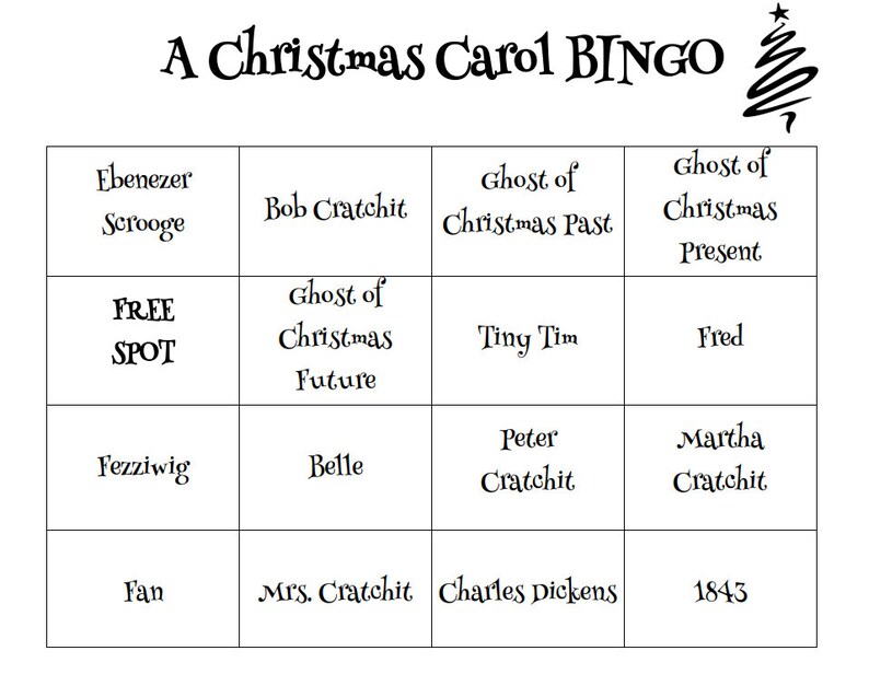A Christmas Carol BINGO Game - Etsy