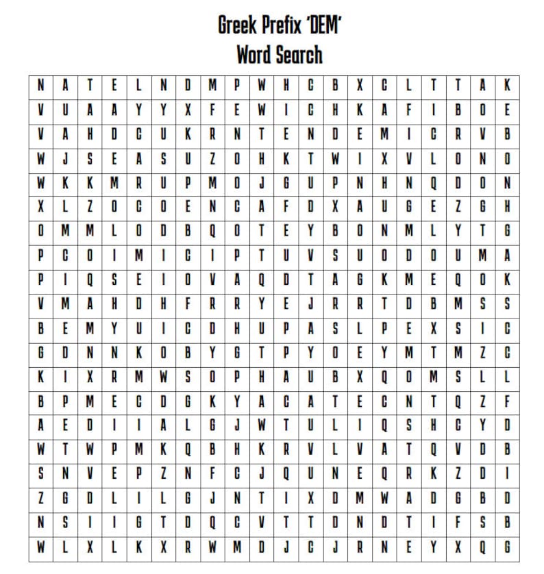 Greek and Latin Roots and Prefixes Word Searches - Etsy