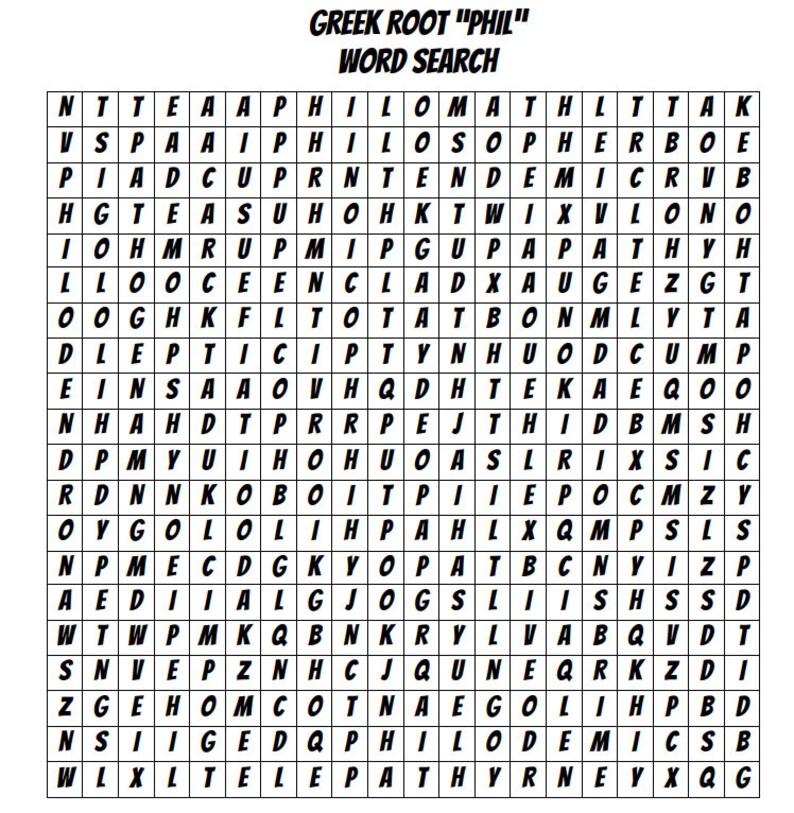 Greek and Latin Roots and Prefixes Word Searches - Etsy