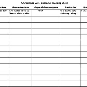 A Christmas Carol Character Tracking Sheet - Etsy