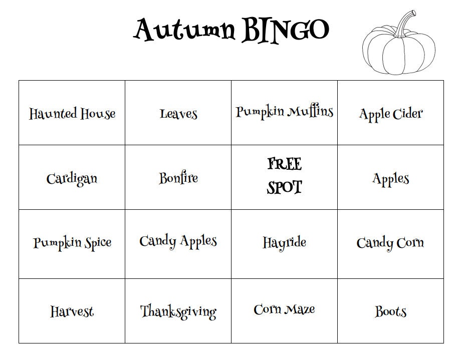 Autumn BINGO Game - Etsy