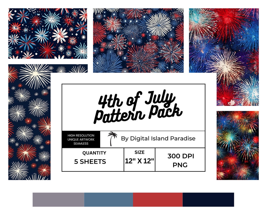 Red White Blue Digital Paper Seamless Pattern Patriotic - Etsy