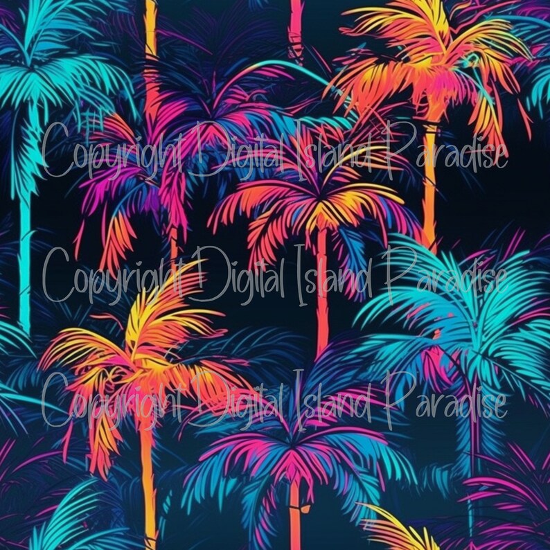 Neon Trees, Digital Paper, Seamless Pattern, Floral Prints, Tropical ...