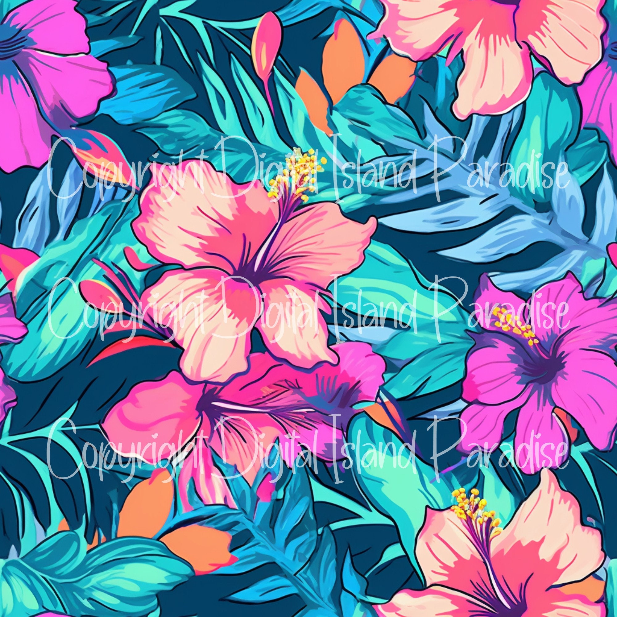LP Style HIBISCUS Papers , Digital Paper, Seamless Pattern, Background ...
