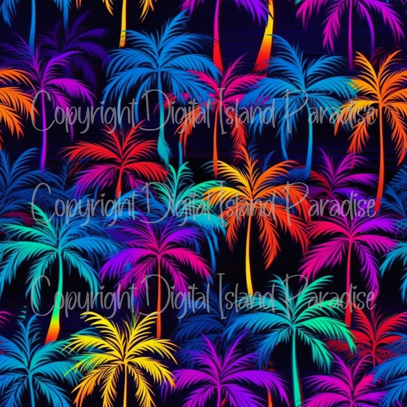 Neon Trees, Digital Paper, Seamless Pattern, Floral Prints, Tropical ...