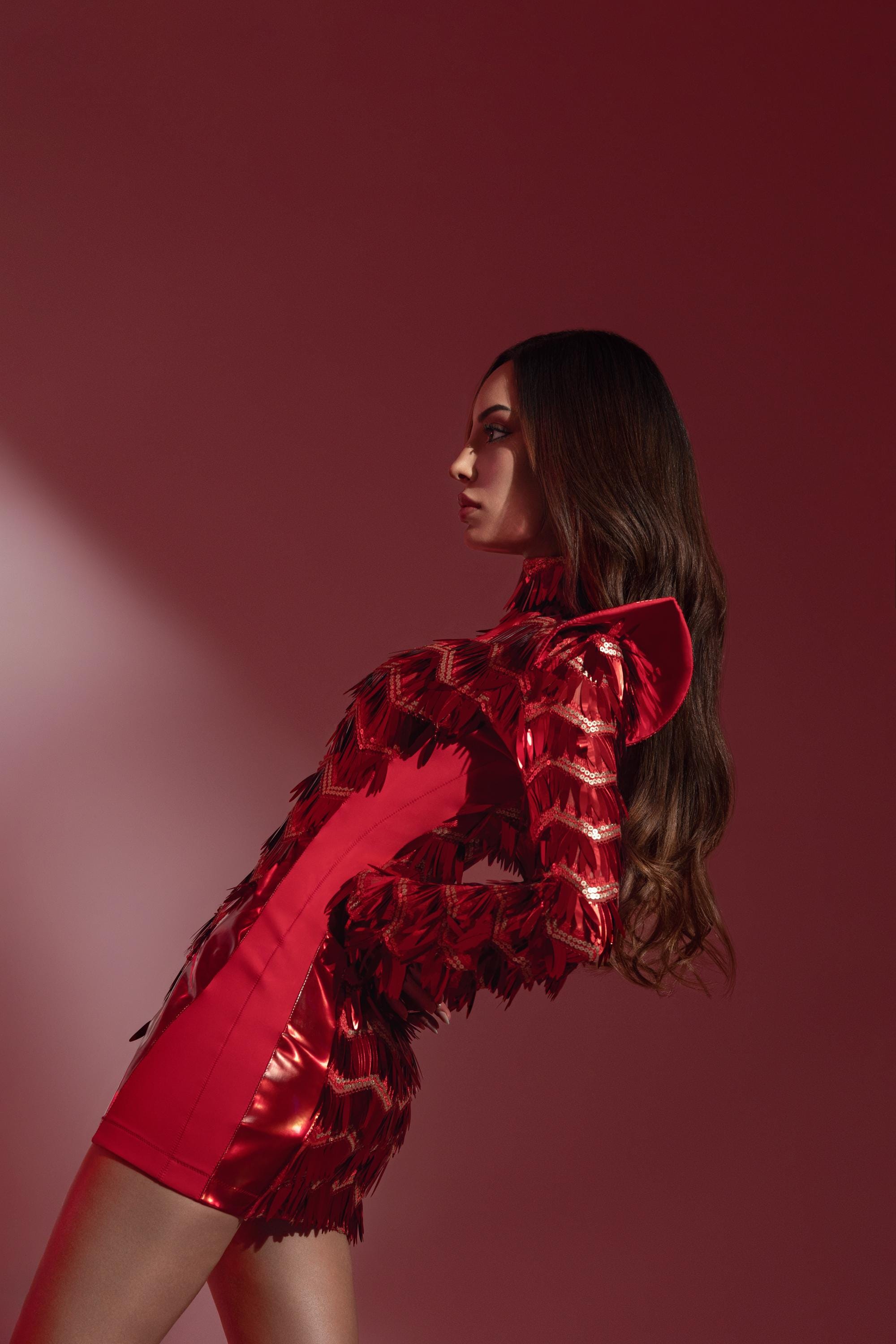 Elegant Red Metallic Sequin Dress - Perfect for Galas, Festival Party ...