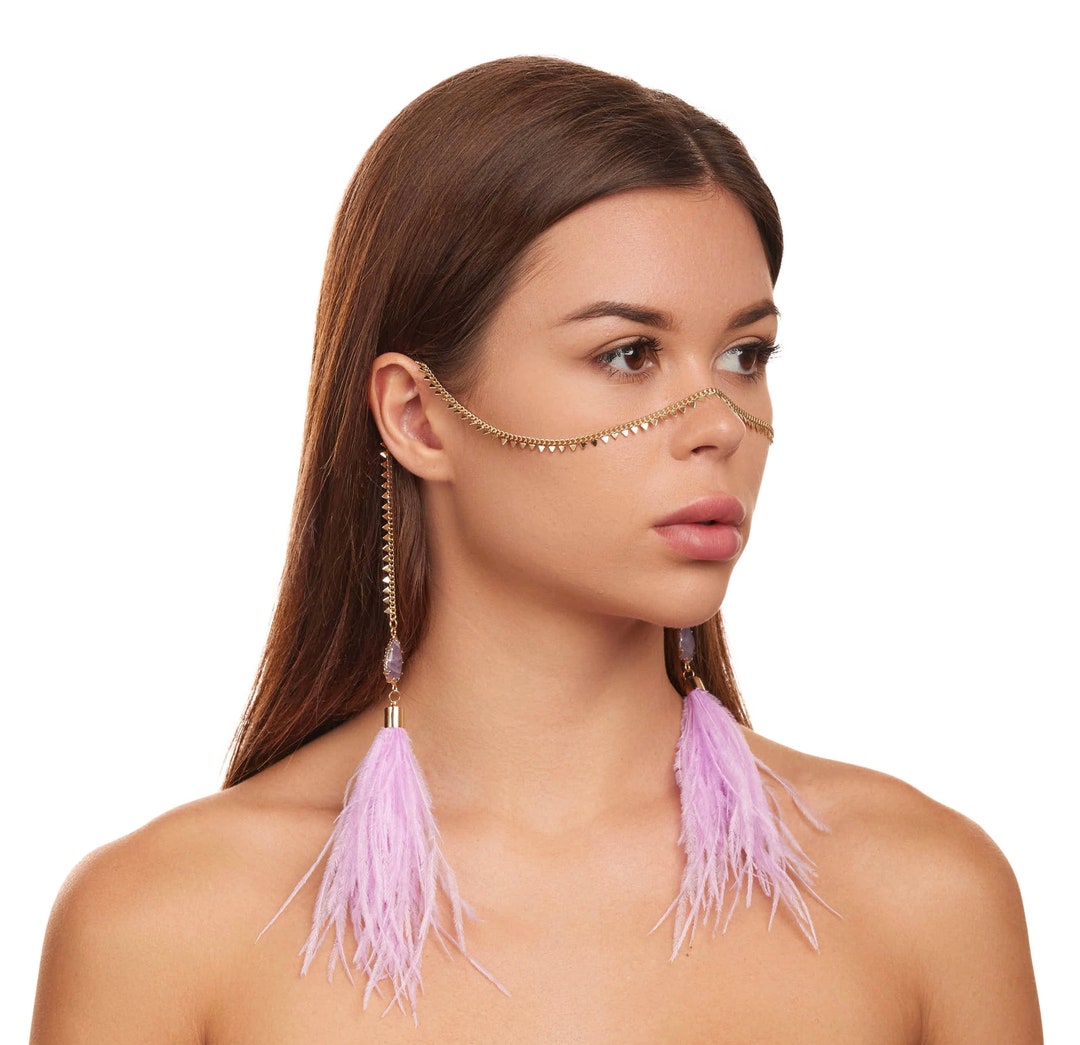 Festival Feather Face Chain With Amethyst Stone – Perfect for Burning ...