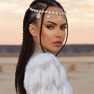 RHINESTONE Goddess Silver HEAD CHAIN for Women – Brass Head Jewelry for ...