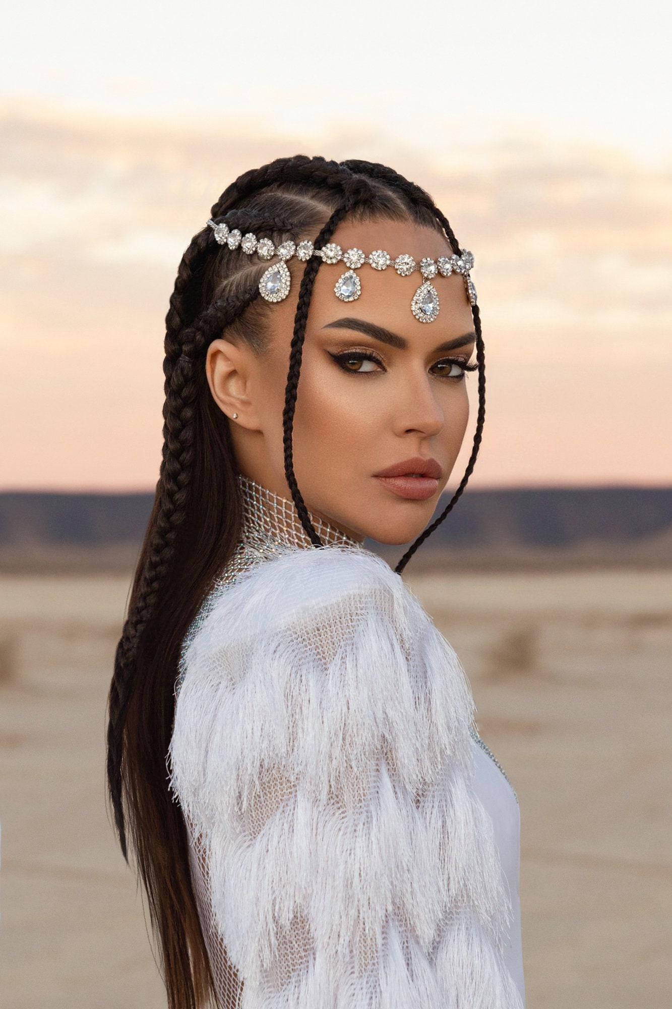 RHINESTONE Goddess Silver HEAD CHAIN for Women Brass Head Jewelry for ...