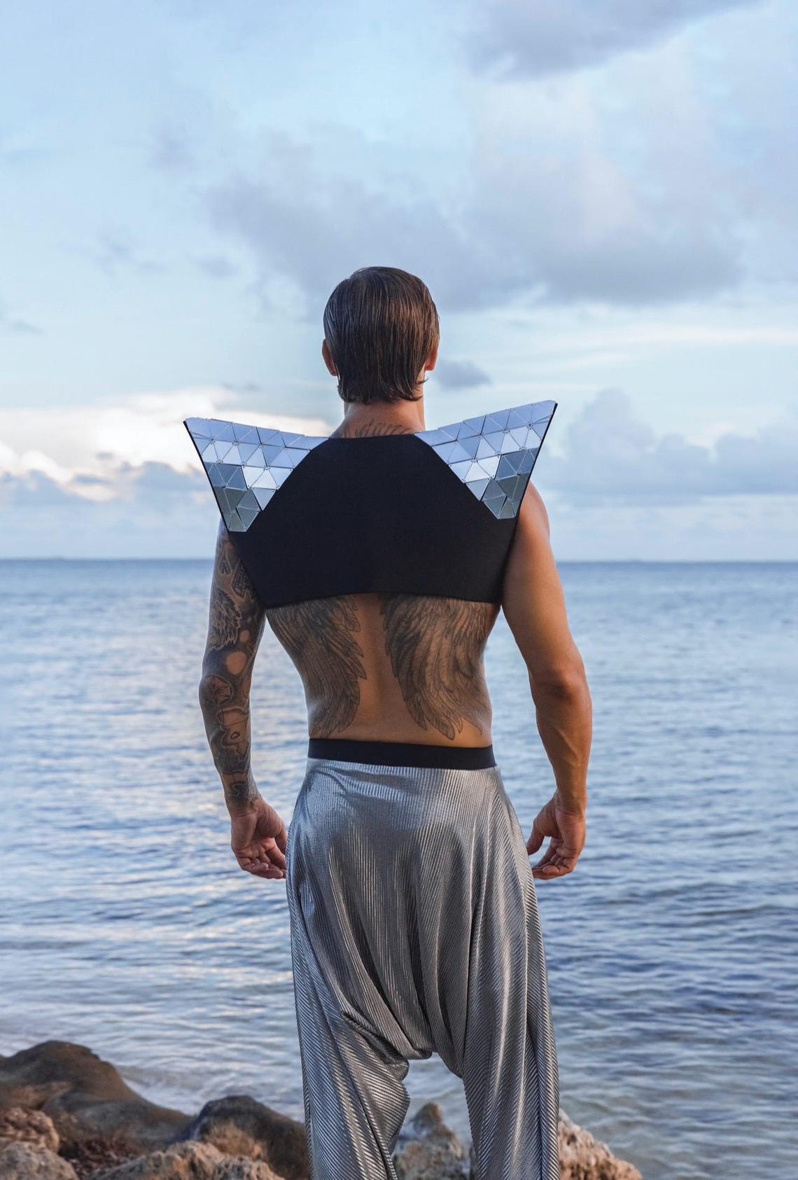Galactic Mirror Shoulder Pads - Futuristic Men’s Accessories in Silver ...