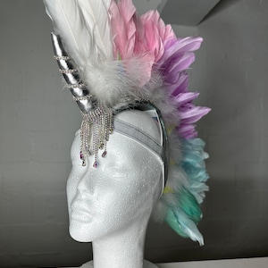 Unicorn Feather Headdress With Rhinestones – Pink, Purple, and Blue ...