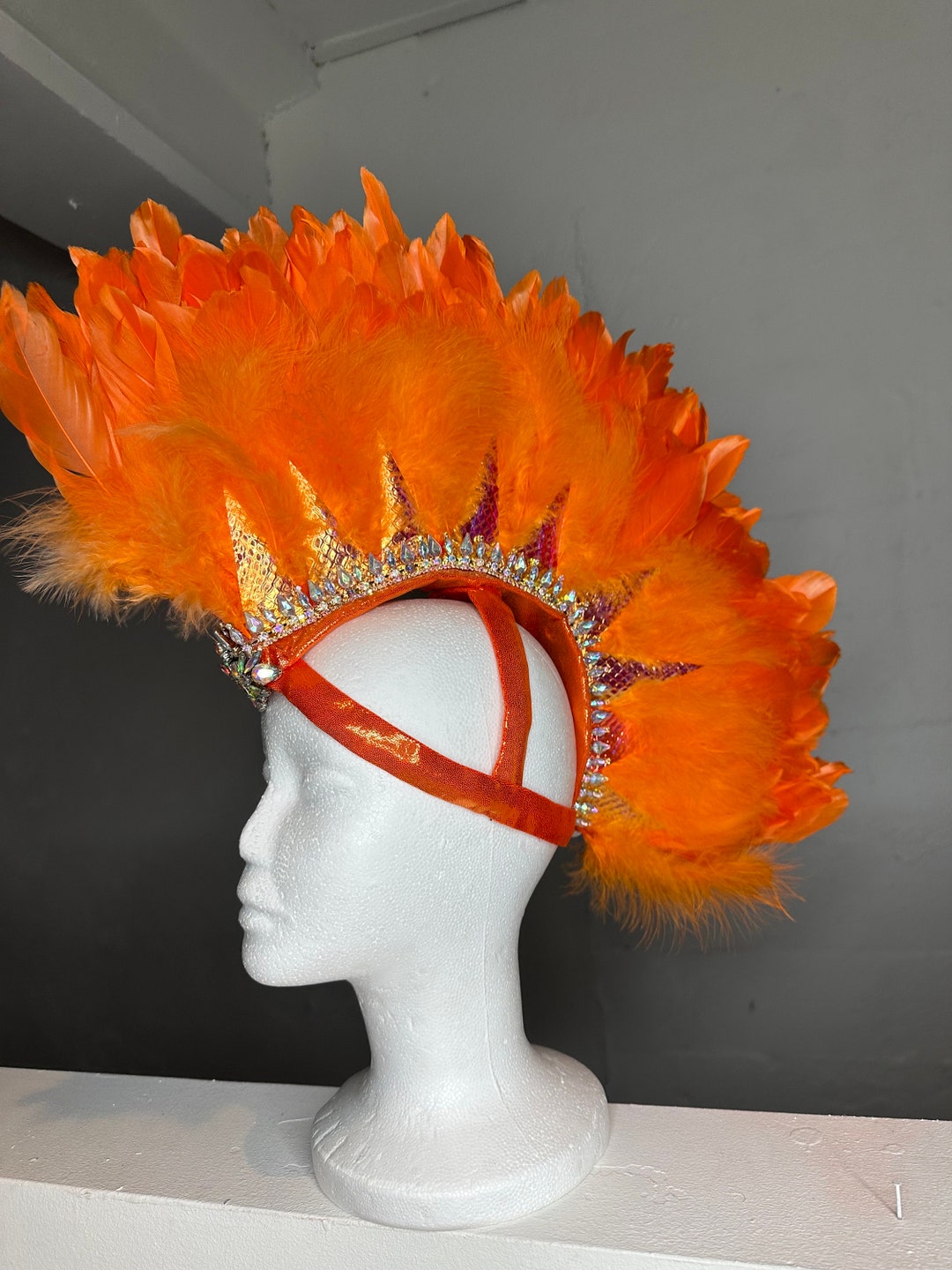 Orange Feathered Mohawk Headpiece | Burning Man Festival Costume ...