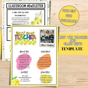 Lemon Theme Meet the Teacher School Flyer and Classroom News Template ...