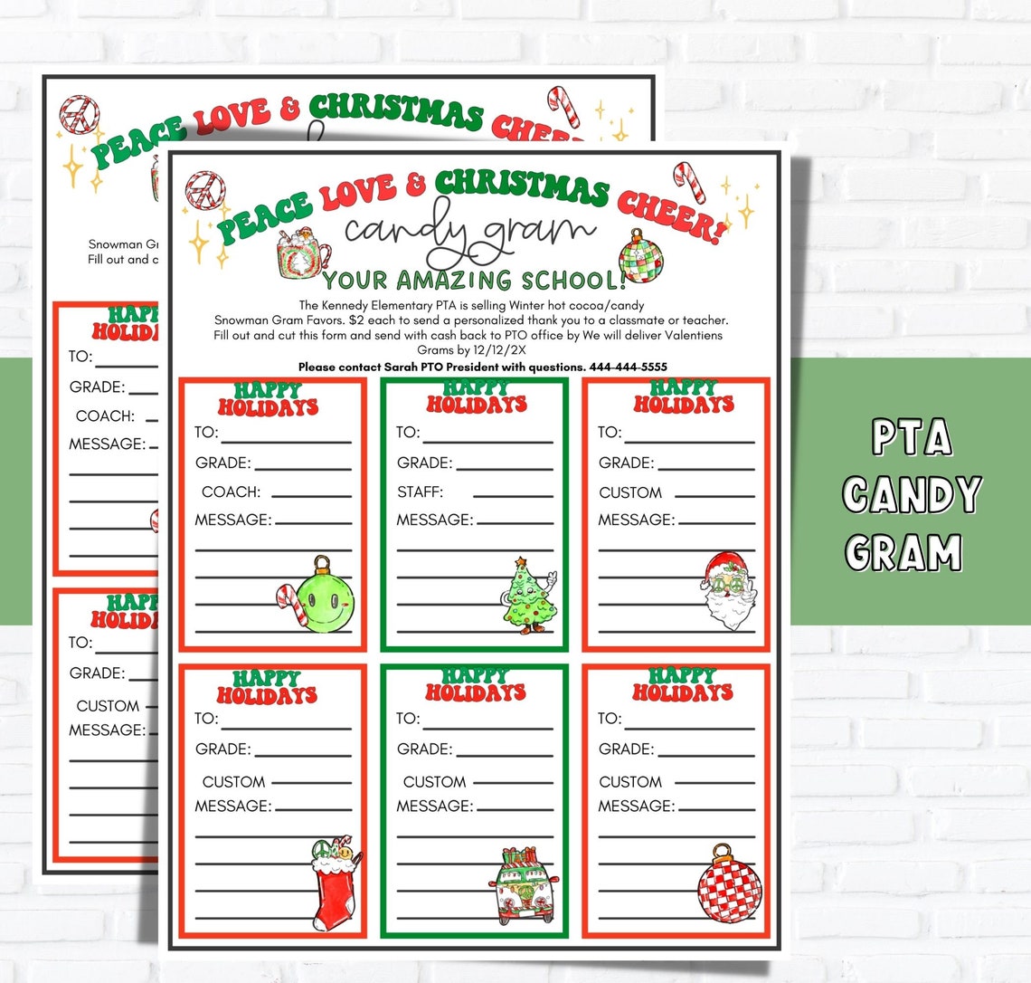 Candy Cane Gram Fundraiser Flyer | Candy Gram Template | Fundraising ...