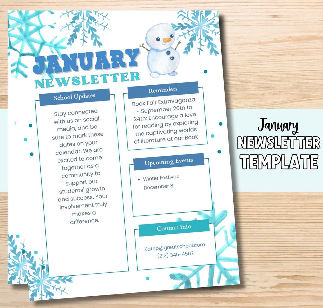 PTA Newsletter | January Winter Newsletter | Daycare Newsletter ...