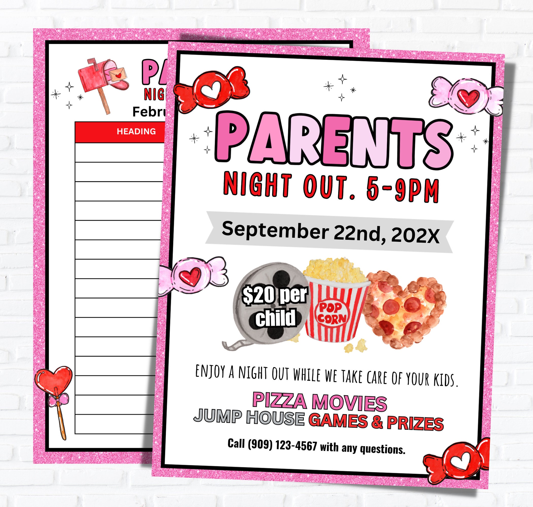 Valentine Flyer Parents Night Out | Movie Night Flyer| Parents Night ...