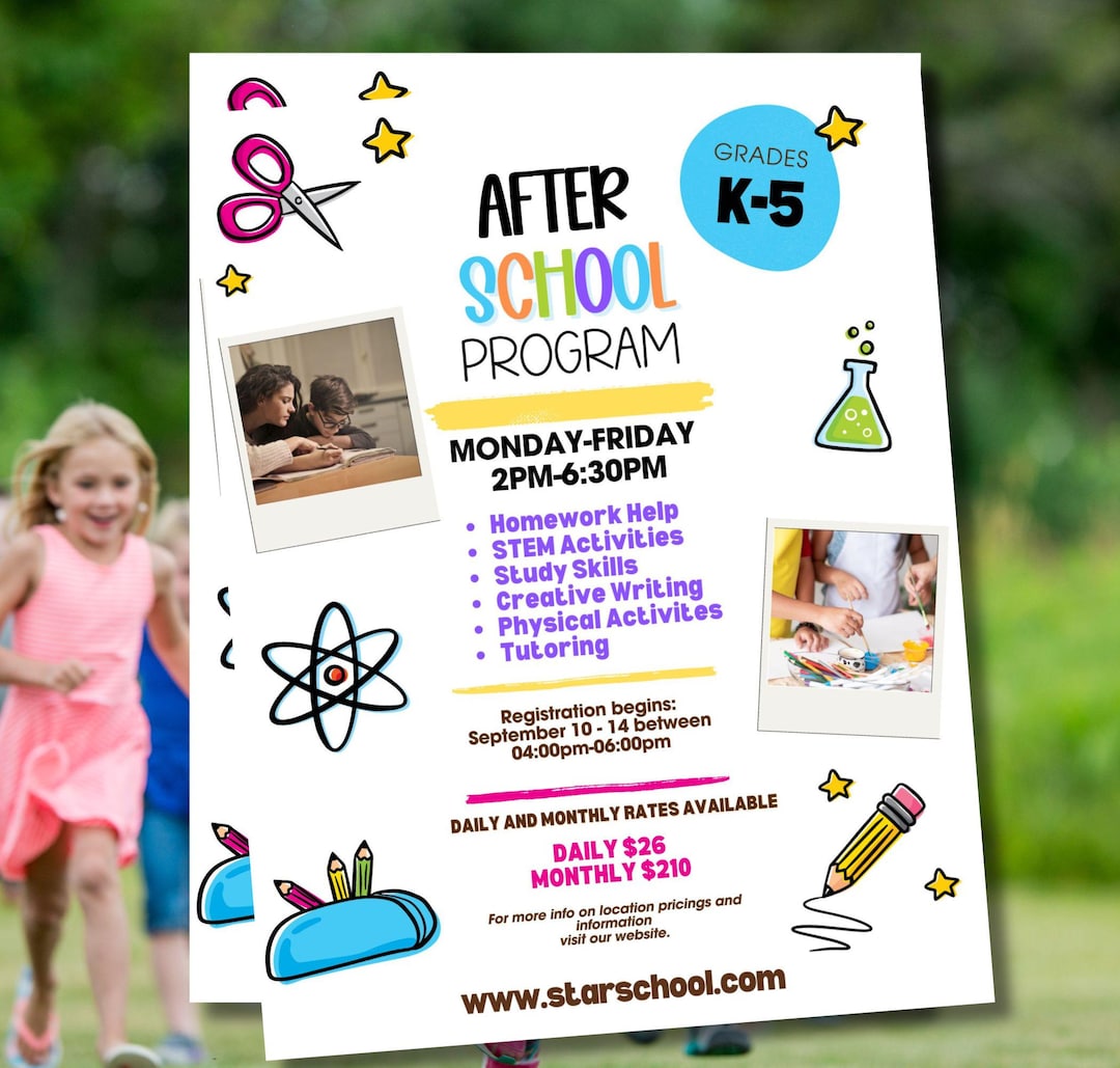 Editable After School Program Flyer | After School Template | Student ...