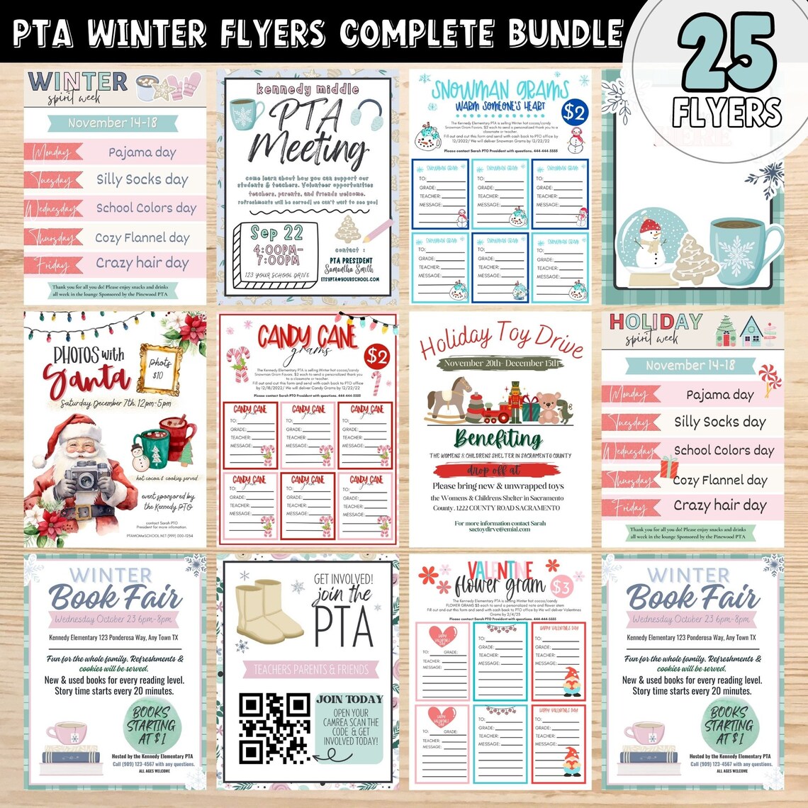 EDITABLE PTA Bundle | Winter Spirit Week| Winter Festival | Holiday ...